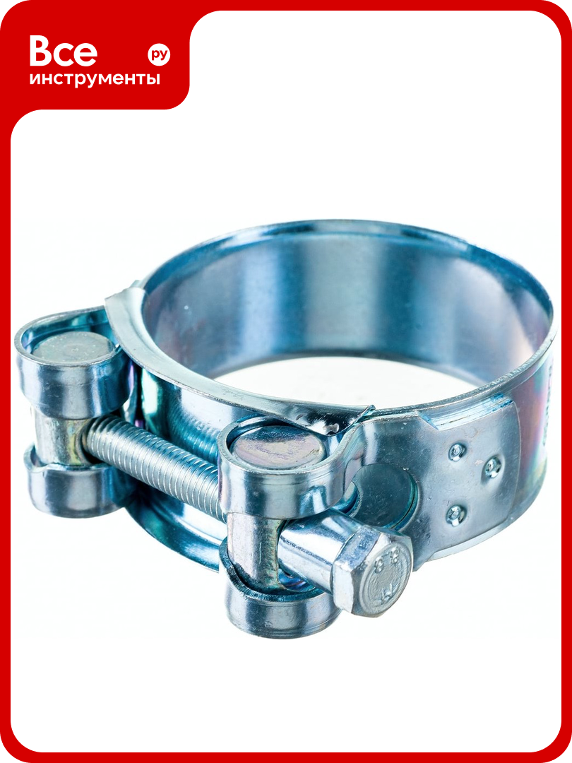 Силовой хомут Nord-Yada Д: 48-51 мм, Ш: 22 мм, Т: 1,2 мм, болт: М6х55, оцинкованная сталь 905993