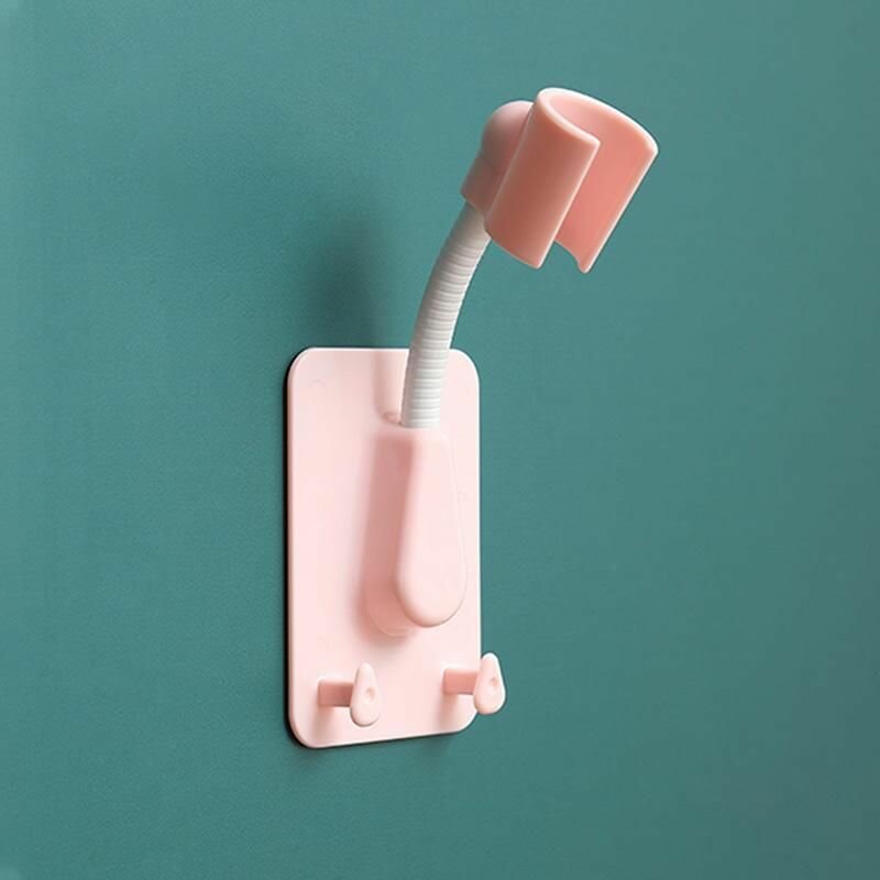 Регулируемый держатель для душа без сверления, 15x8.5x6 см, совместим с 99% душевых леек, розовый.