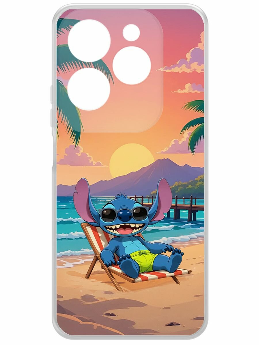 Чехол-накладка Krutoff Clear Case Стич на пляже для INFINIX Hot 40