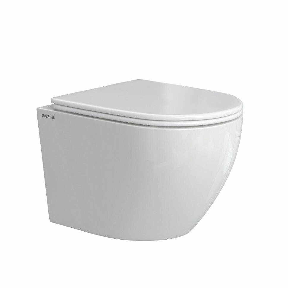 Унитаз подвесной BERGES OKUS Rimless 49 см, сиденье дюропласт с микролифтом и быстросъёмом
