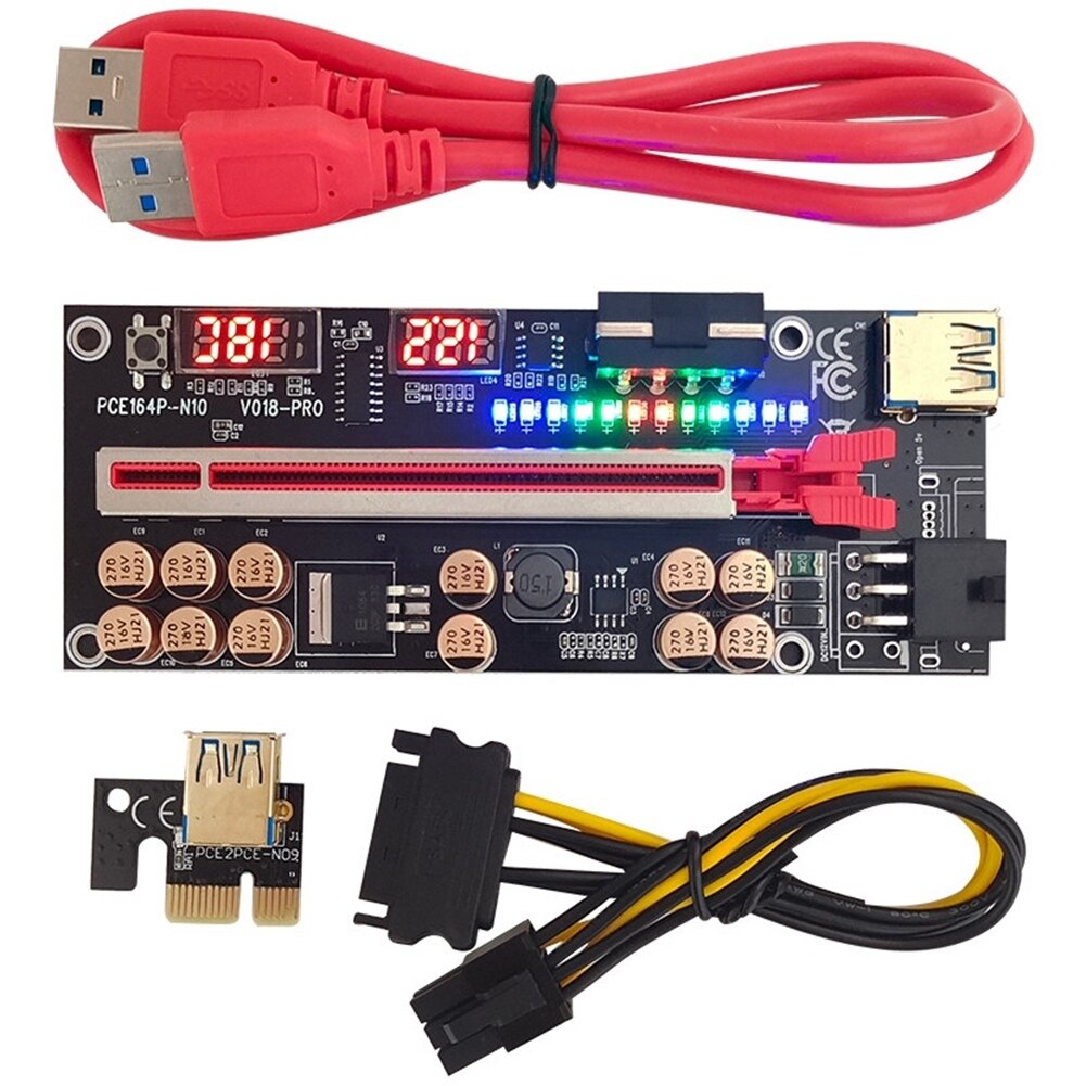 VER018 PRO PCI-E Riser Card Кабель USB 3.0 018 PLUS PCI (красный) MyPads