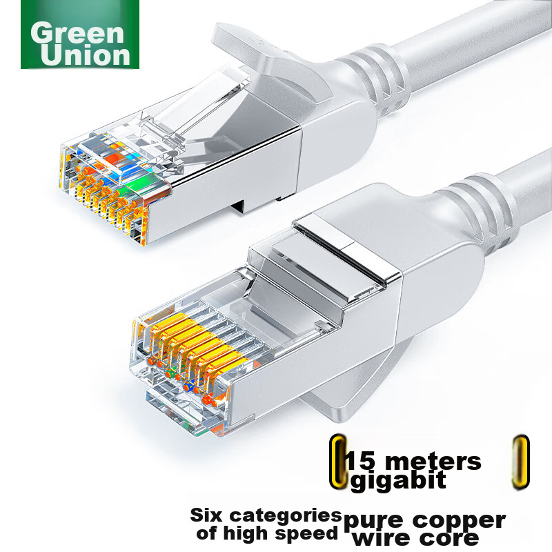 Lulian CAT6 Pure Copper Ethernet Cable, Gigabit Network High-Speed Connection Cable, Computer Broadband 8-Core Twisted Pair Cable, POE Powered Patch Cord, Gray And White, 15 Meters, 25032
