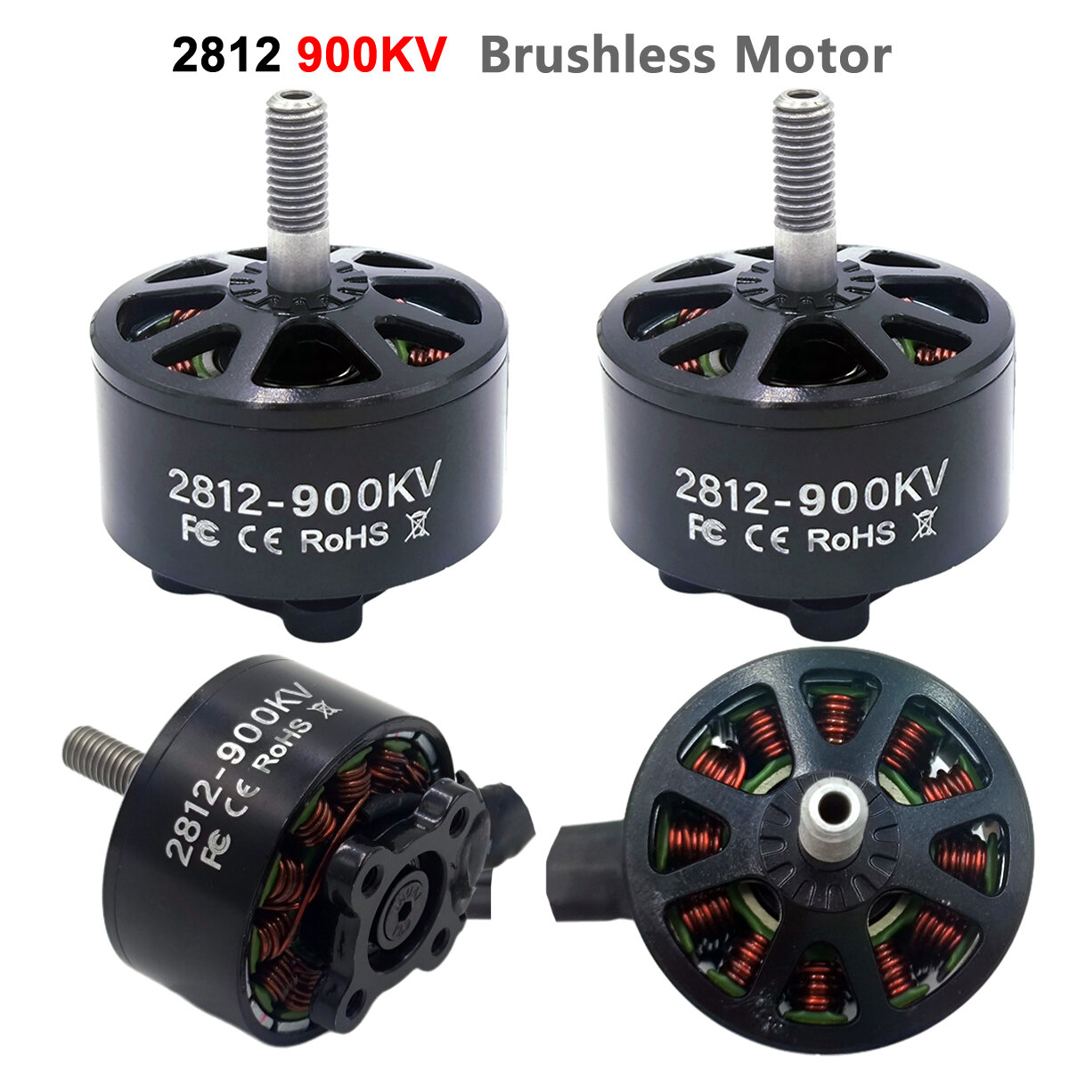 Бесколлекторные моторы X2812 900KV для квадрокоптера (комплект 4 шт) - Высокая тяга, охлаждение, Применяется к F450 F550