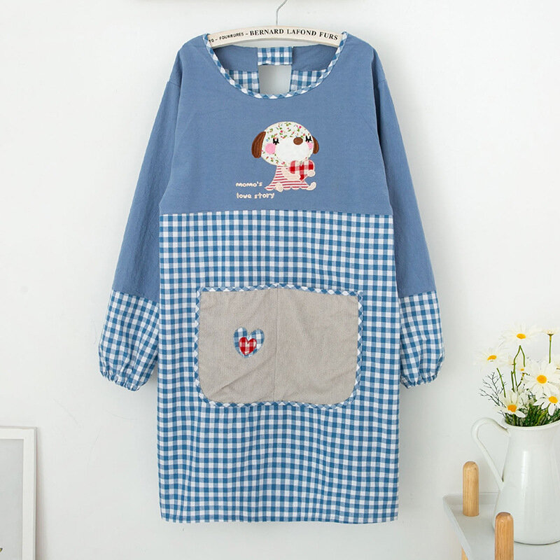 Фартук кухонный "Синяя собака", хлопок, маслостойкий, с длинными рукавами