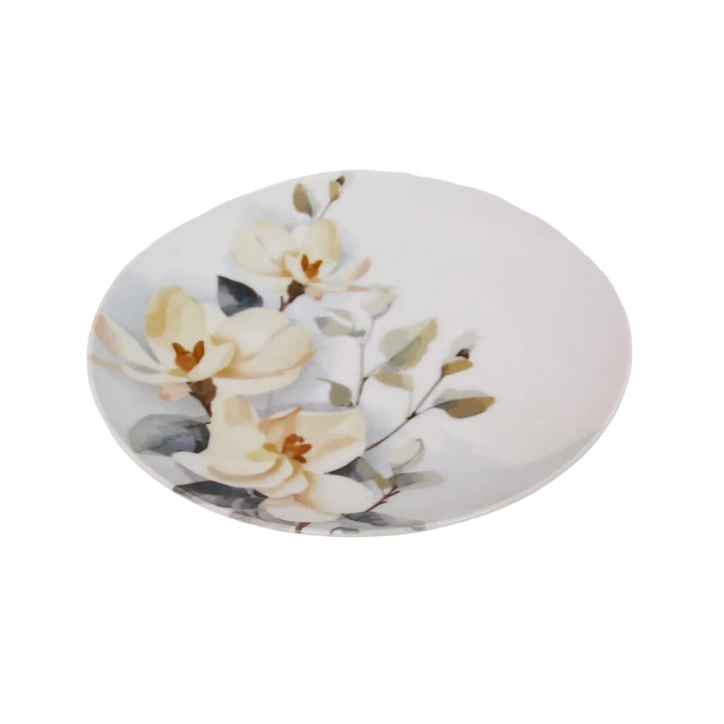 Тарелка ДФЗ Белый шиповник, обеденная, фарфоровая, диаметр 24 см