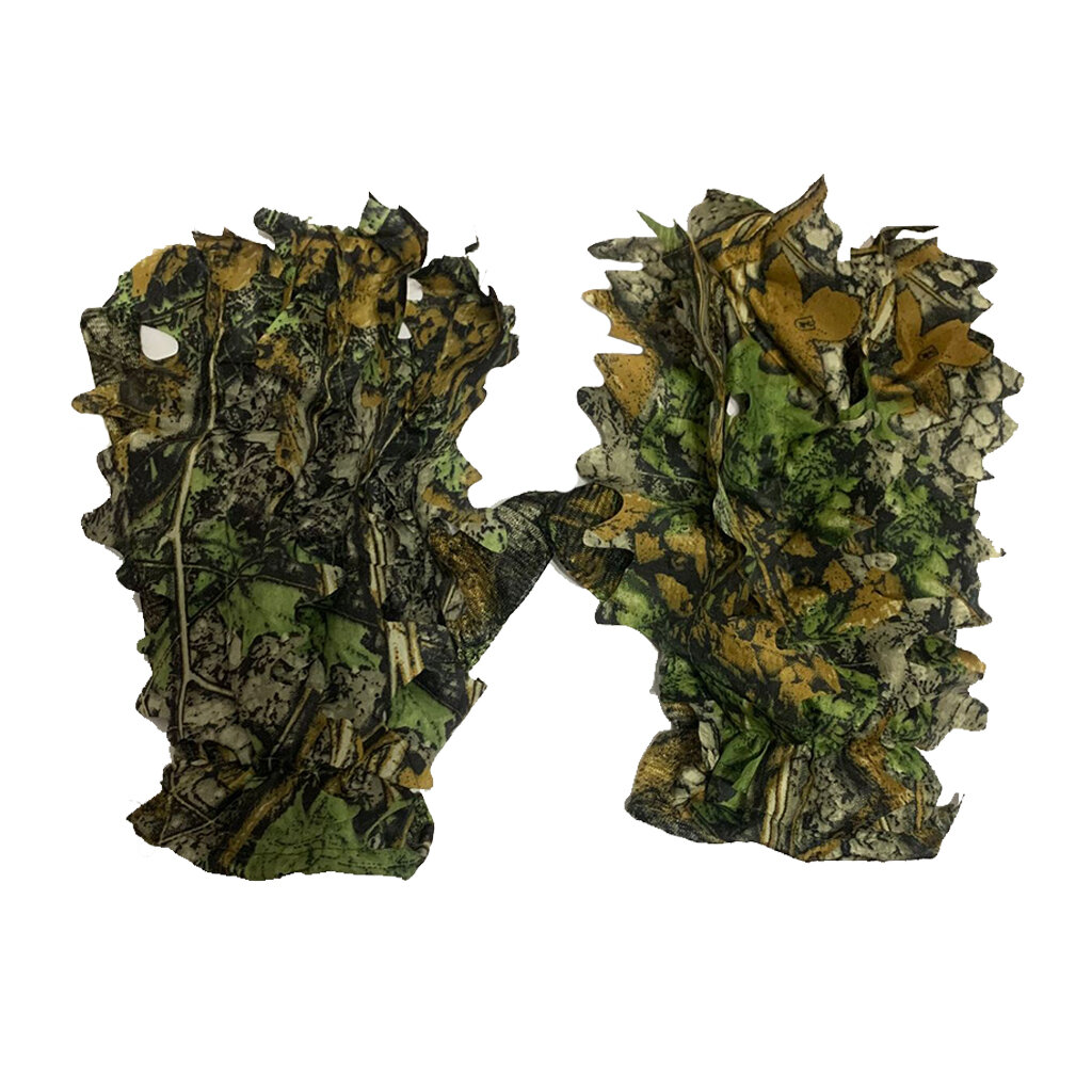 3D Camouflage Hunting Glove Anti-slip Full Finger Gloves Good Concealment Effect