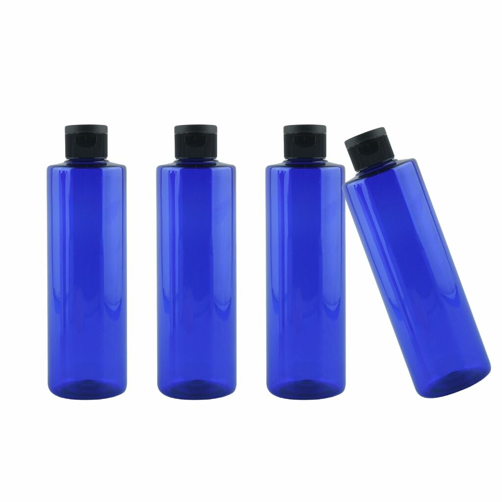 Косметические флаконы, Пустая бутылка для разлива - синяя с черной крышкой, 4 шт