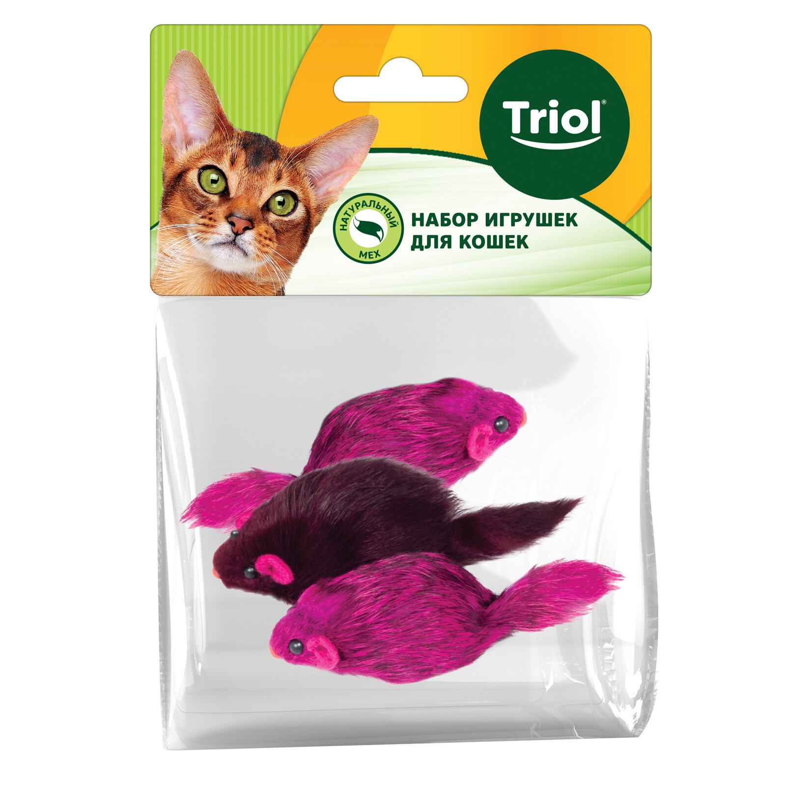 Игрушка для кошек "Мышь цветная", 7см (уп.3шт.) от бренда Triol