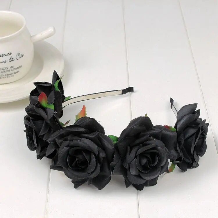 Женская повязка на голову с цветами, красный 3