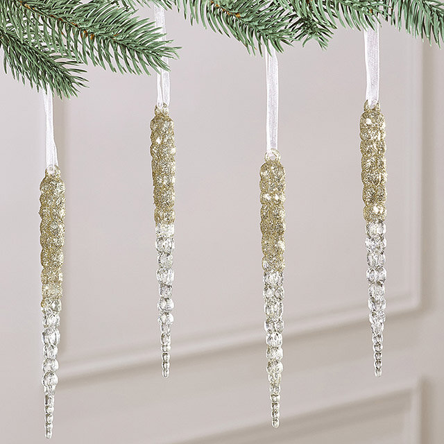 Набор елочных игрушек Сосульки Mayerato 15 см, 4 шт, Winter Deco, 1000321