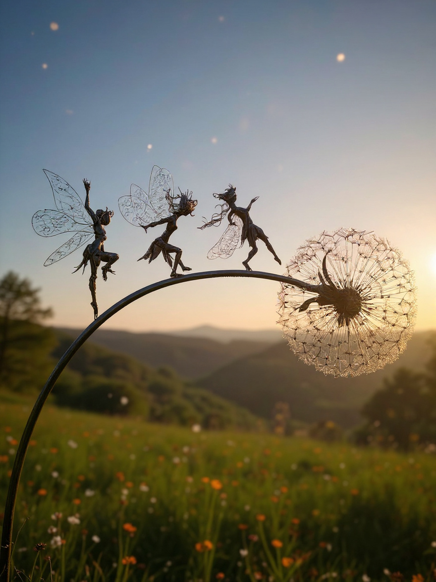 Металлическое украшение для сада Цветочная фея одуванчика - декор для дачи и участка