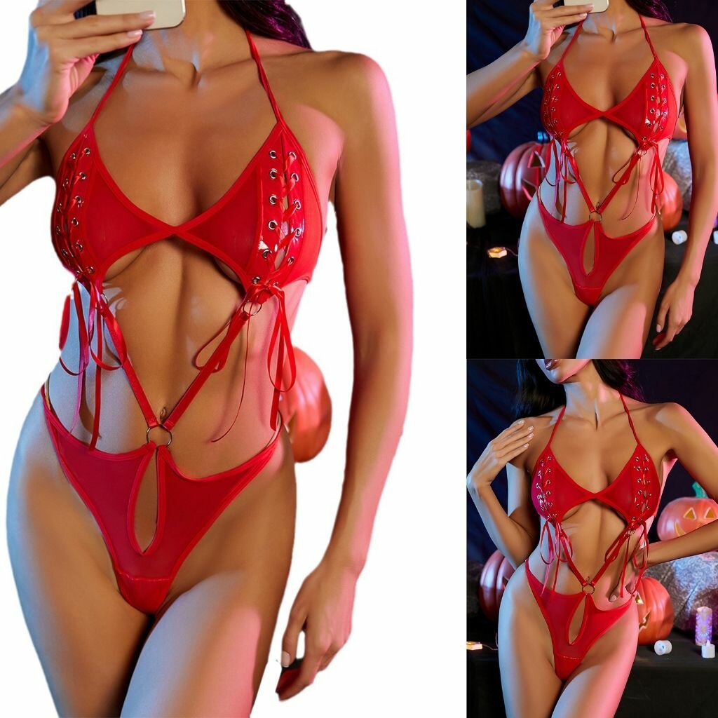 Женское цельнокроеное нижнее белье-XL-красный