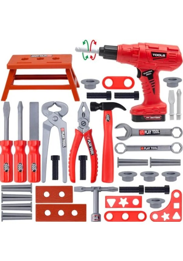 Электрический детский ящик для инструментов, игрушки, 41 предмет, 6241