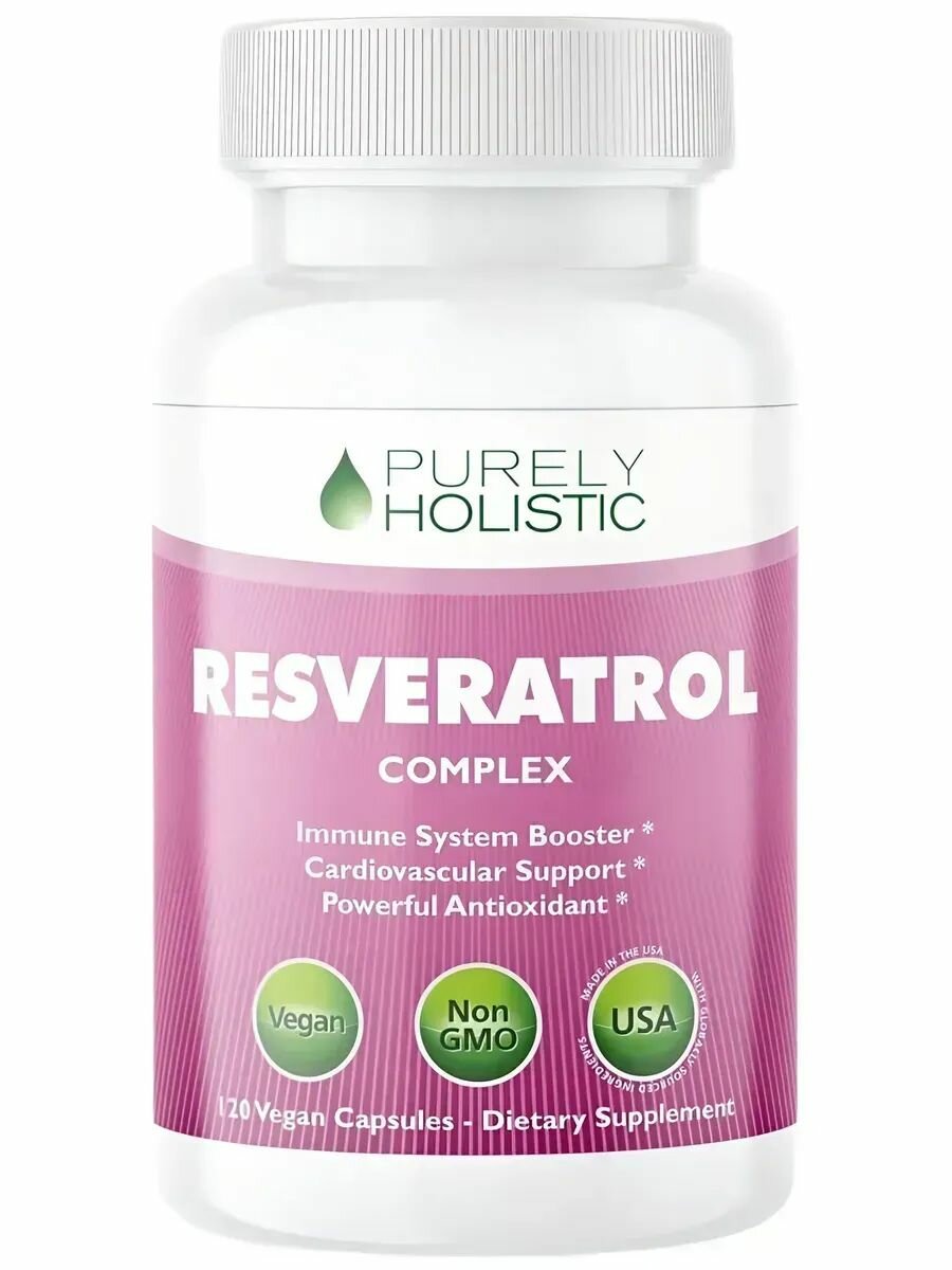Ресвератрол, 1450 мг, 120 капсул для антиоксидантной поддержки и здорового долголетия