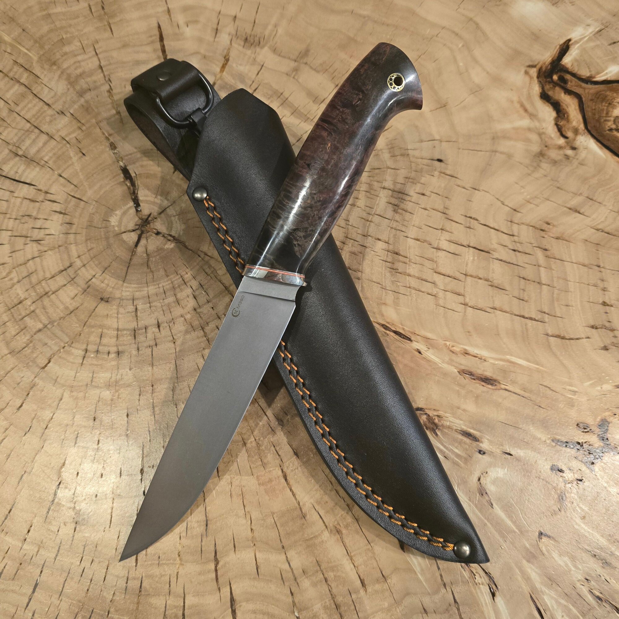 Нож Пантера, сталь М390, рукоять стабилизированная карельская береза, Мастерская Семина