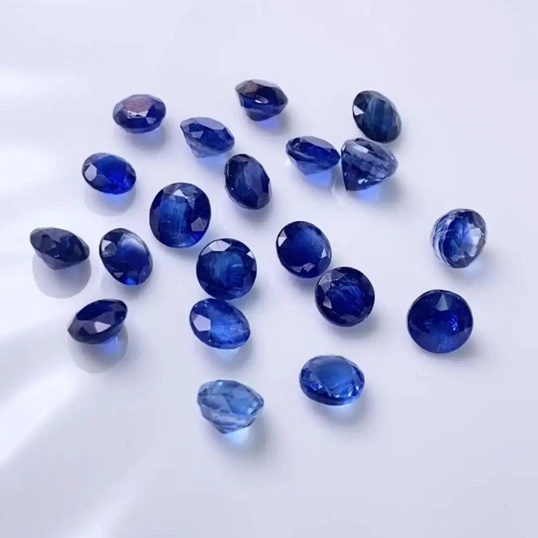 Оптовая продажа, 5 шт, натуральный синий кианит 3 мм, 4 мм, 5 мм, 6 мм, круглый бриллиантовый вырез, полудрагоценный драгоценный камень, кольцо с кабошоном, лицо для ювелирных изделий