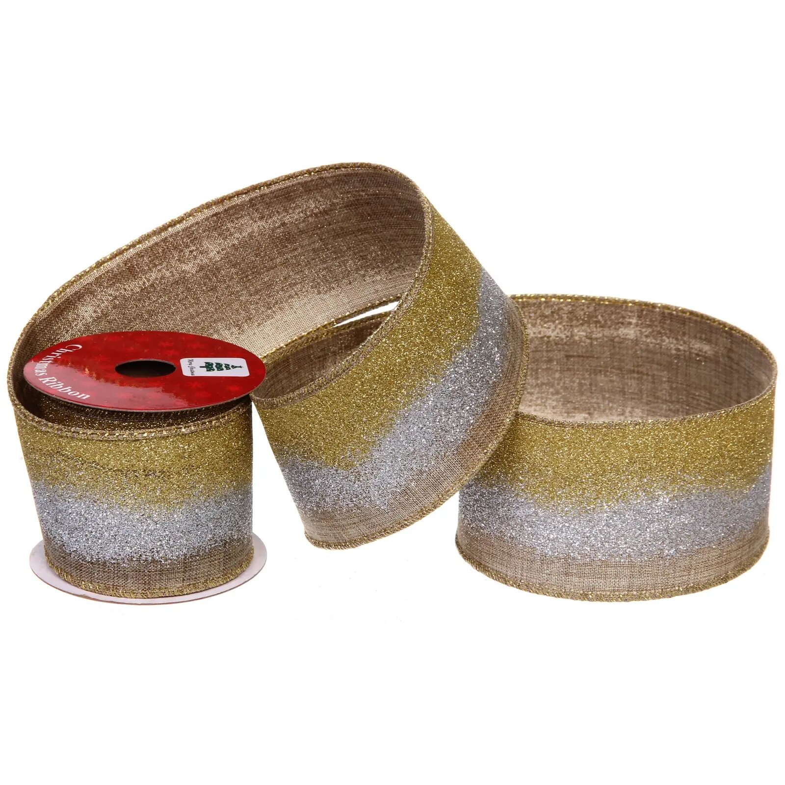 Лента декоративная "Лунное сияние", 6,3х270см, Серебро/шампань