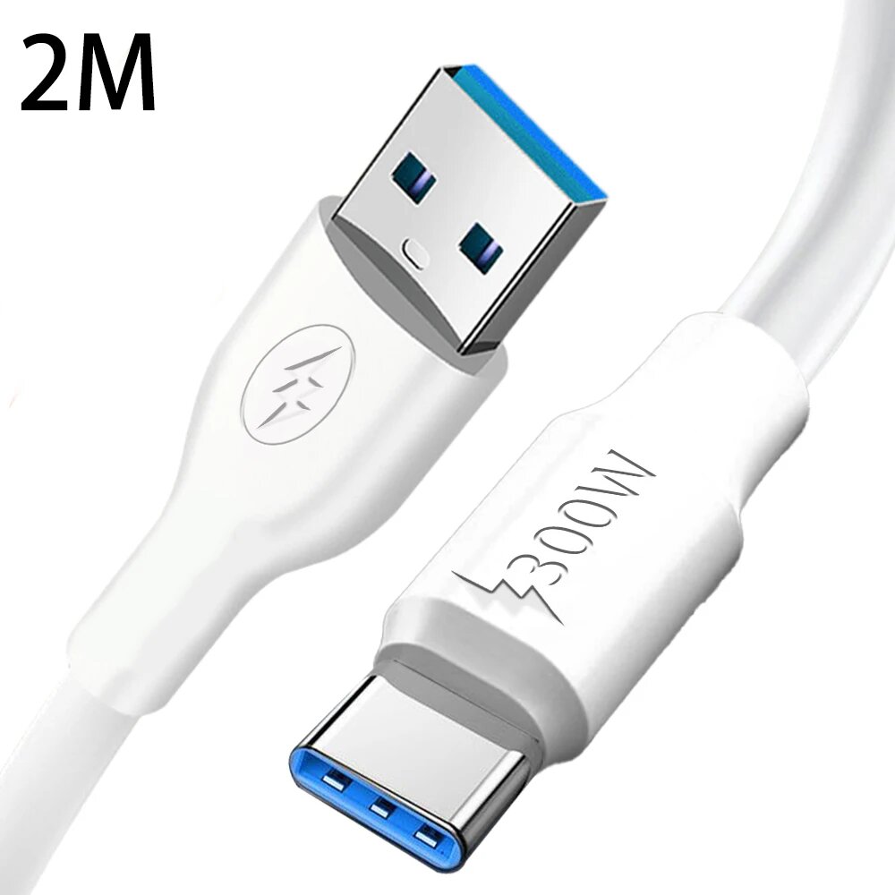 Прочный толстый кабель типа C/Mirco, 300 Вт, сверхбыстрая зарядка, USB C, зарядное устройство для телефона, линия передачи данных для Android, Samsung, Xiaomi, провод Type-C 2m-Type C