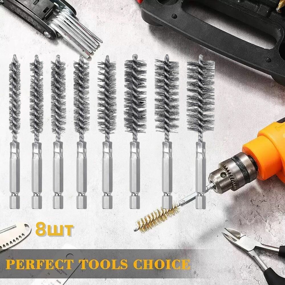 Набор сверл с проволочной щеткой и шестигранным угорем 1/4 дюйма