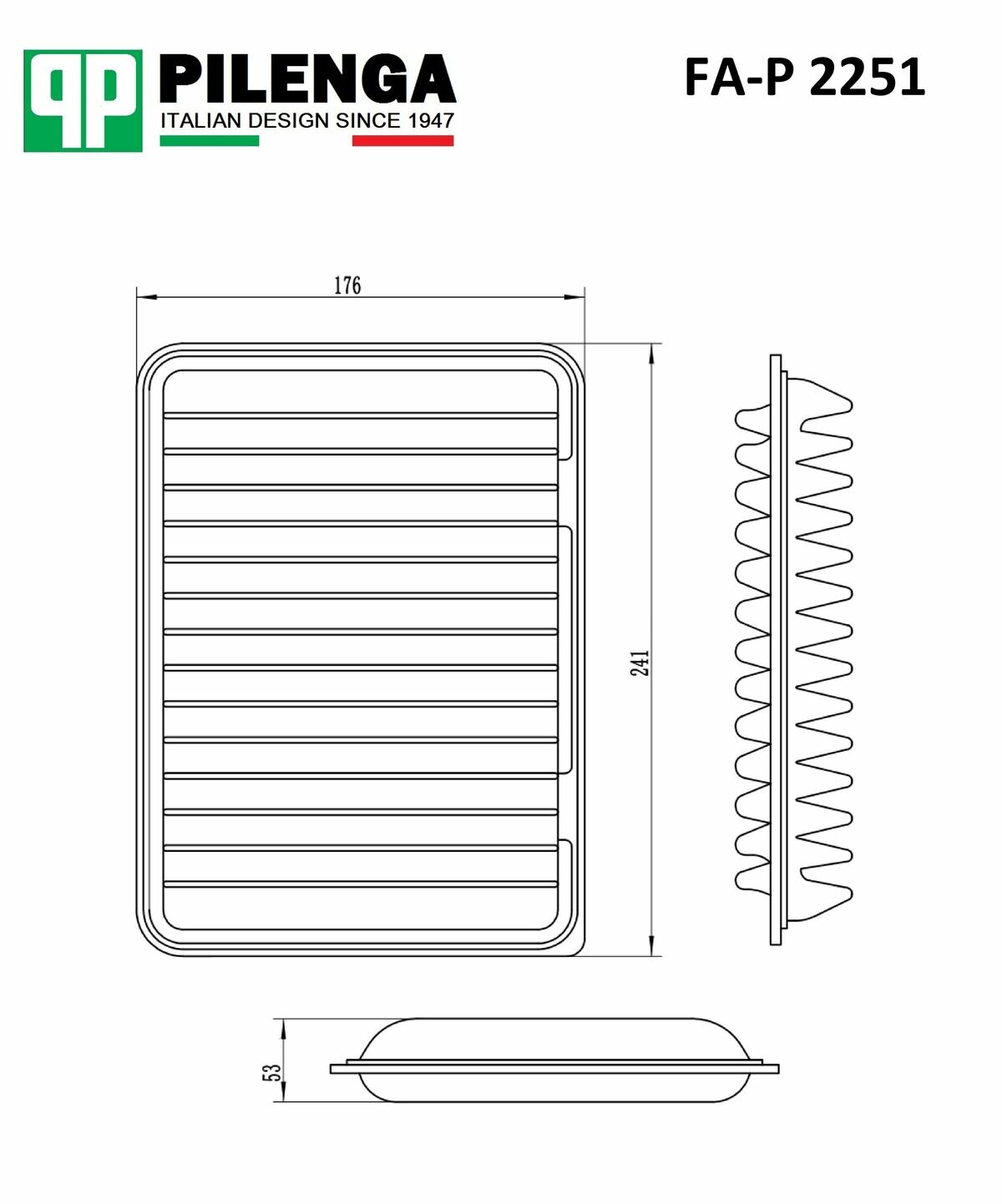 Фильтр Возд. toyota Corolla(Pilenga Fa-P 2251)