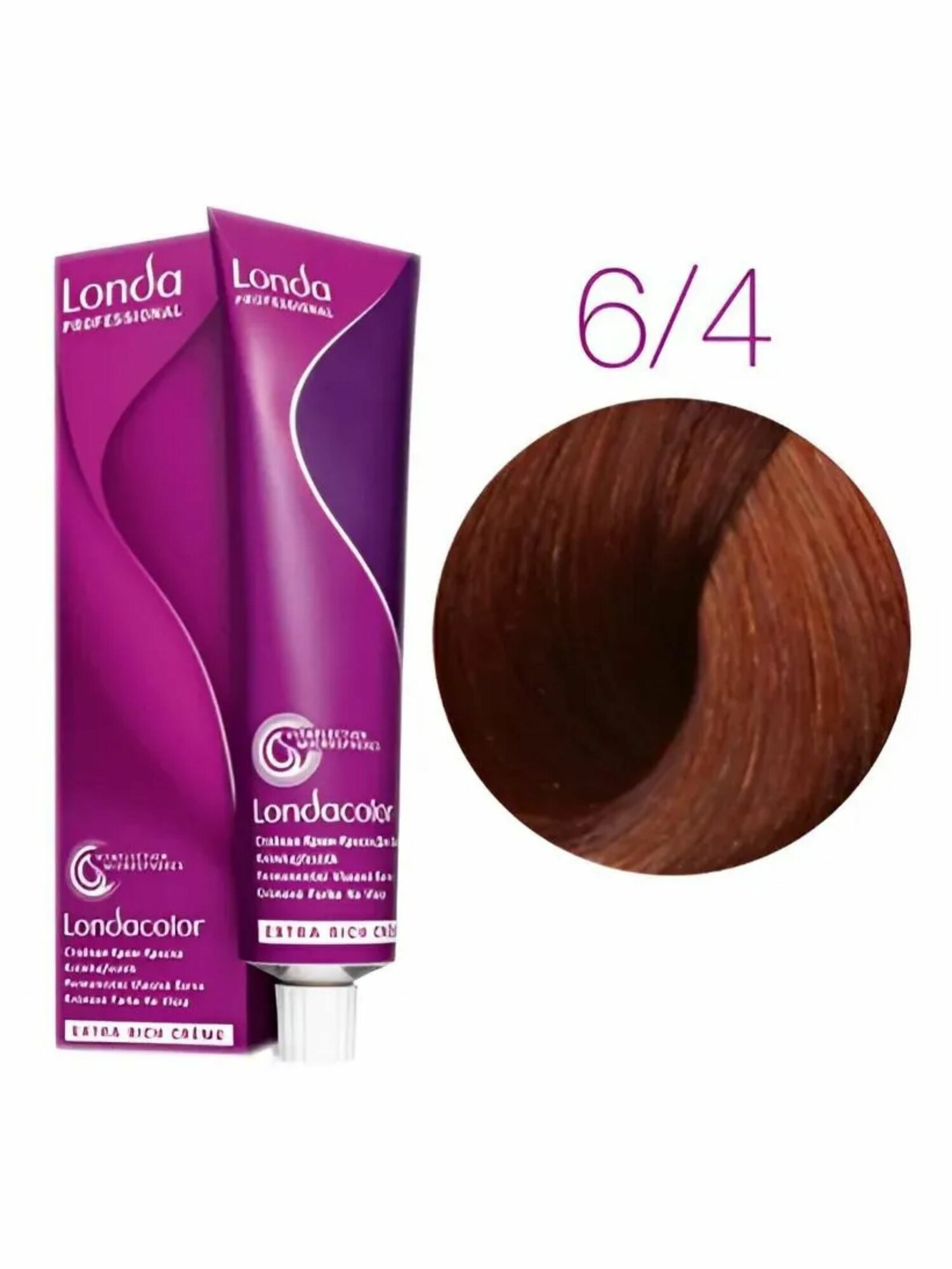 LC Стойкая крем краска для волос, 6/4, Темный блонд медный