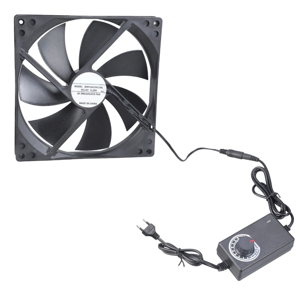 Низкопрофильный вытяжной вентилятор с двойным шарикоподшипником диаметром 180 мм, источник питания DC12V Диаметром 25 мм, оптимизированный для Вентиляции небольших Помещений