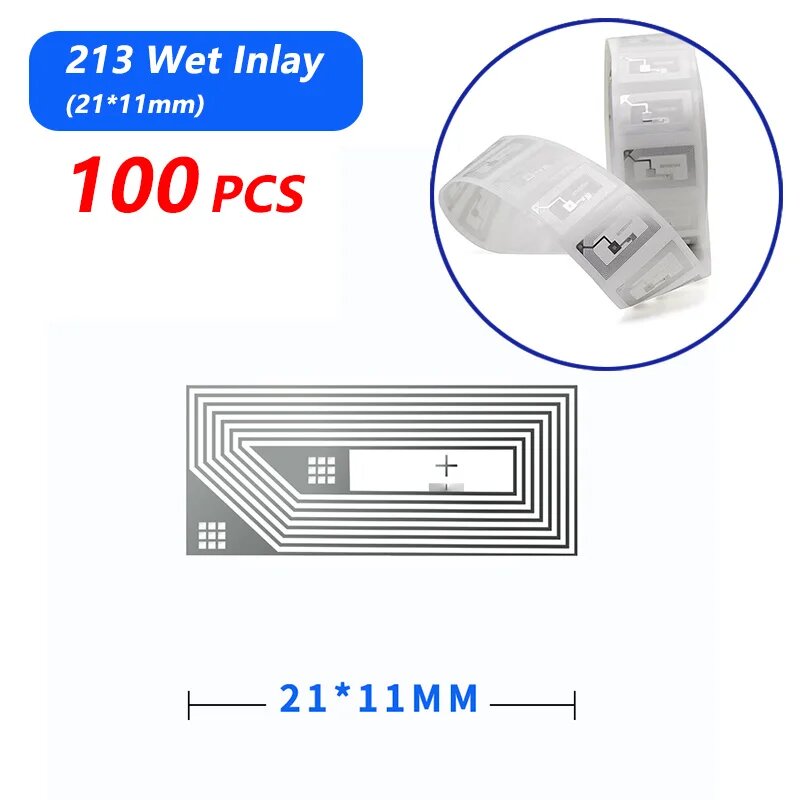 NFC наклейки Ntag213 Wet inlay, 100 шт.