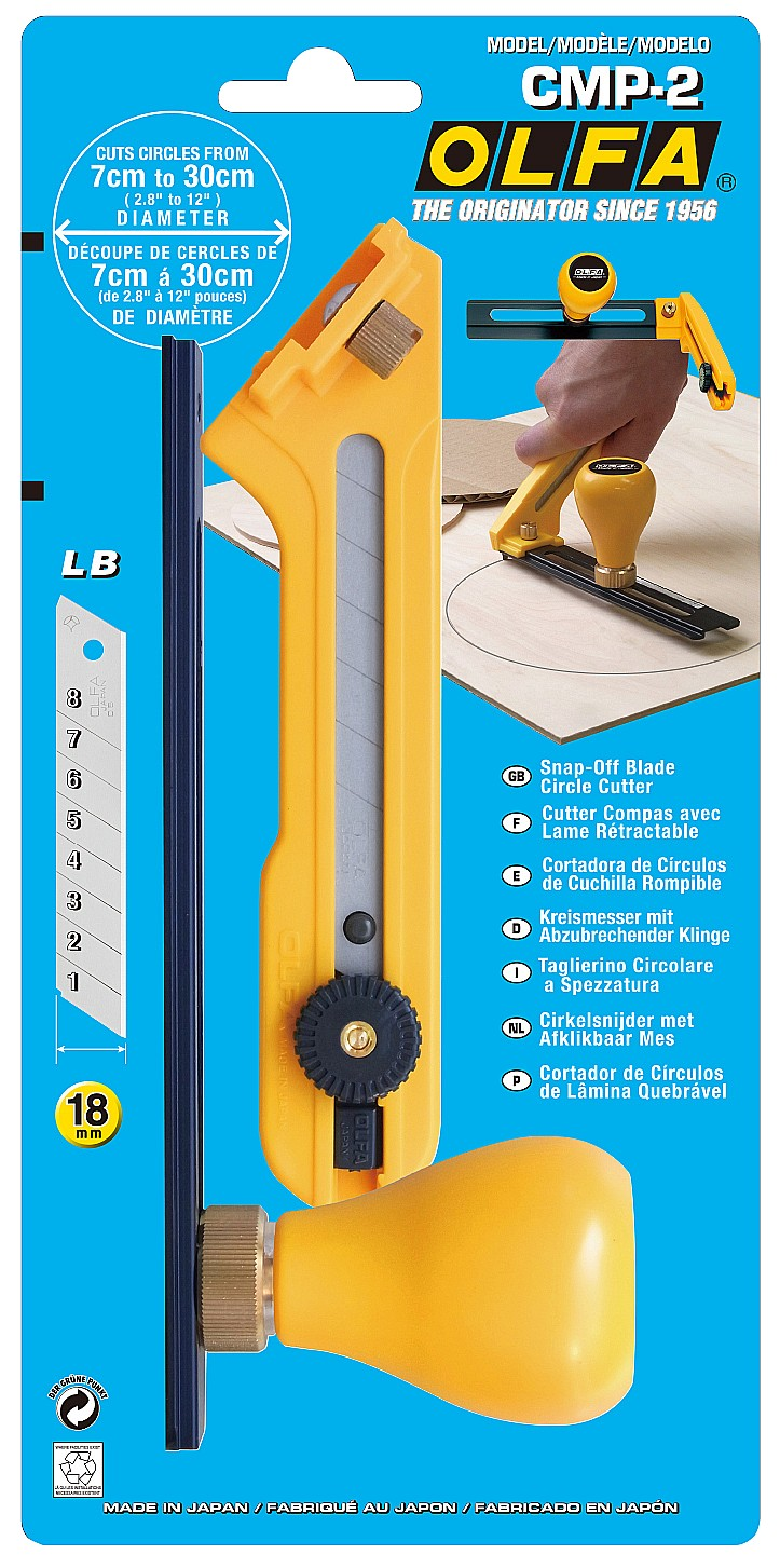 Нож OLFA циркульный с сегментированным лезвием 18х100х0,5мм, диаметр реза 70-300мм