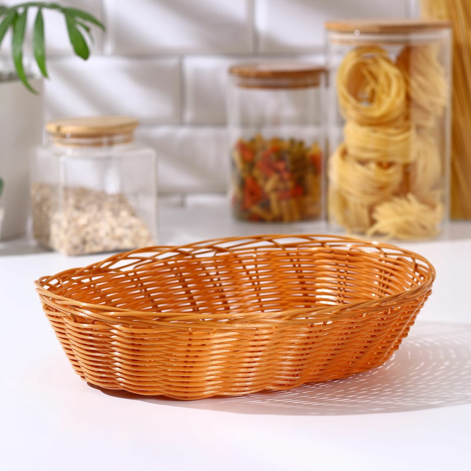 Корзинка для подачи "Капучино", 27x22x6.5 см, плетёная, пластик, коричневая