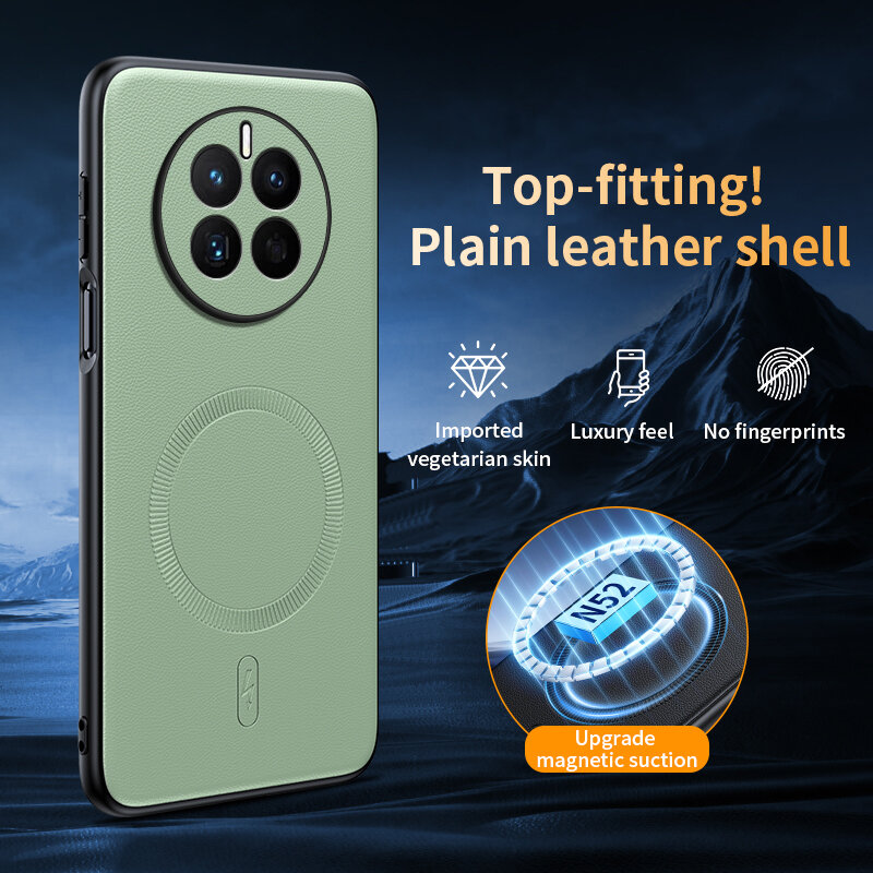 Чехол для Huawei Mate 50 / Хуавей Мате 50 Роскошная кожа, MagSafe, антиударный Защитная оболочка