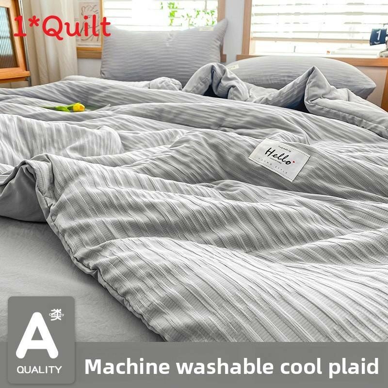 Water wash cotton summer cover with polyester fill for light and breathable comfort, gray 150x200cm
