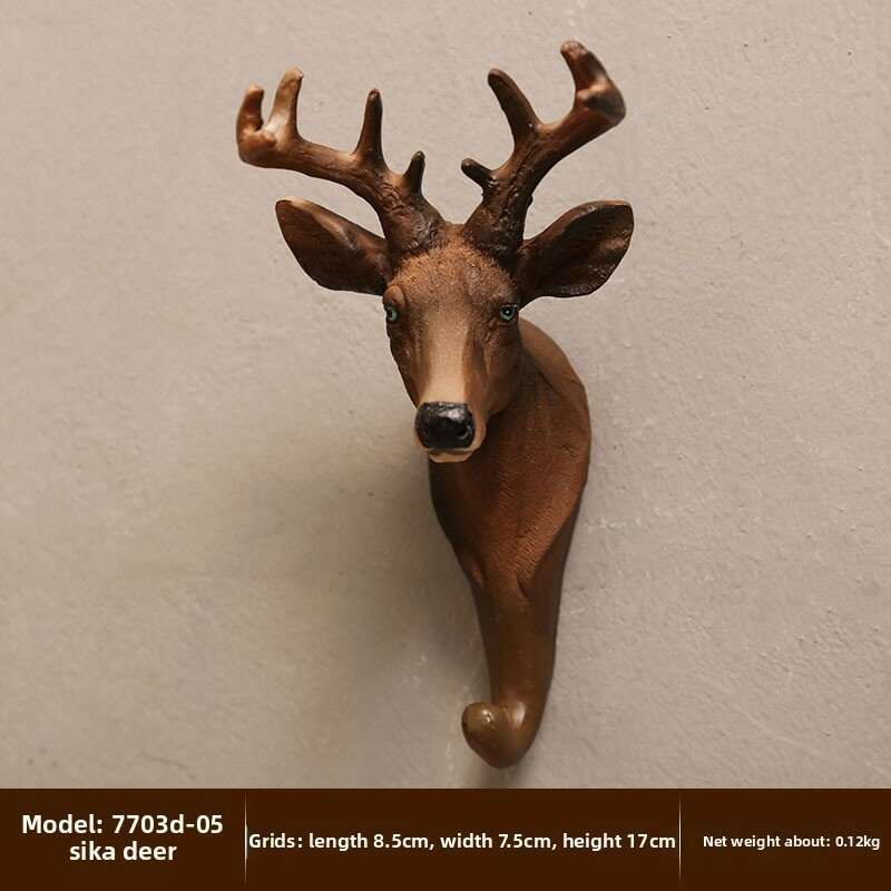 Modern minimalist resin animal wall hooks for home decor with elephant zebra designs sika deer