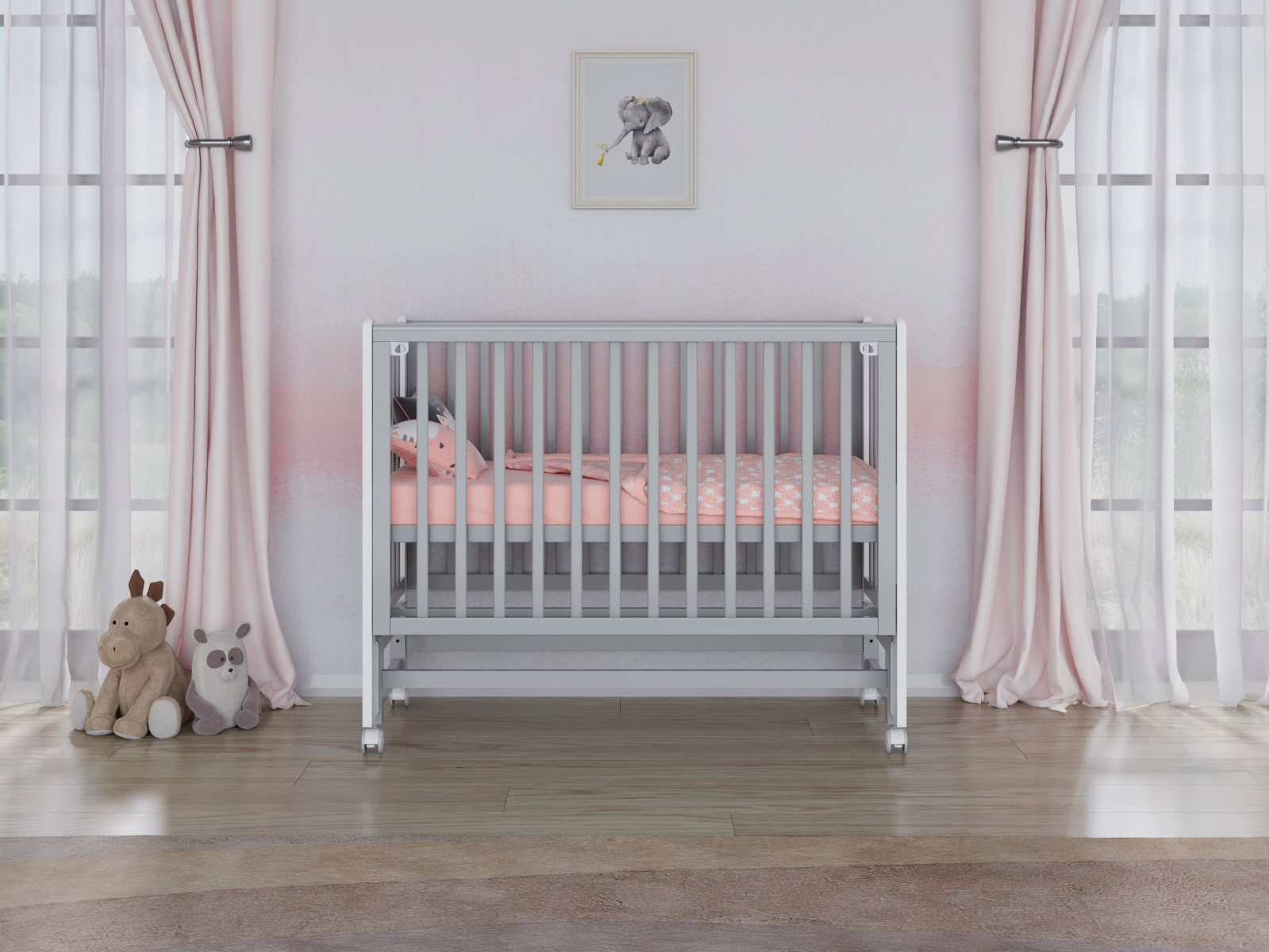 Кровать Incanto Astra продольный маятник цвет серый/белый