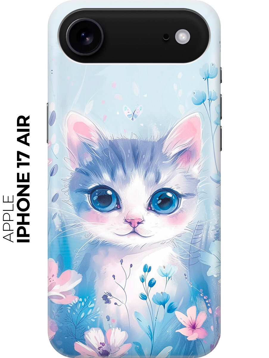 Силиконовый чехол на Apple iPhone 17 Air с принтом "Котик в цветах"