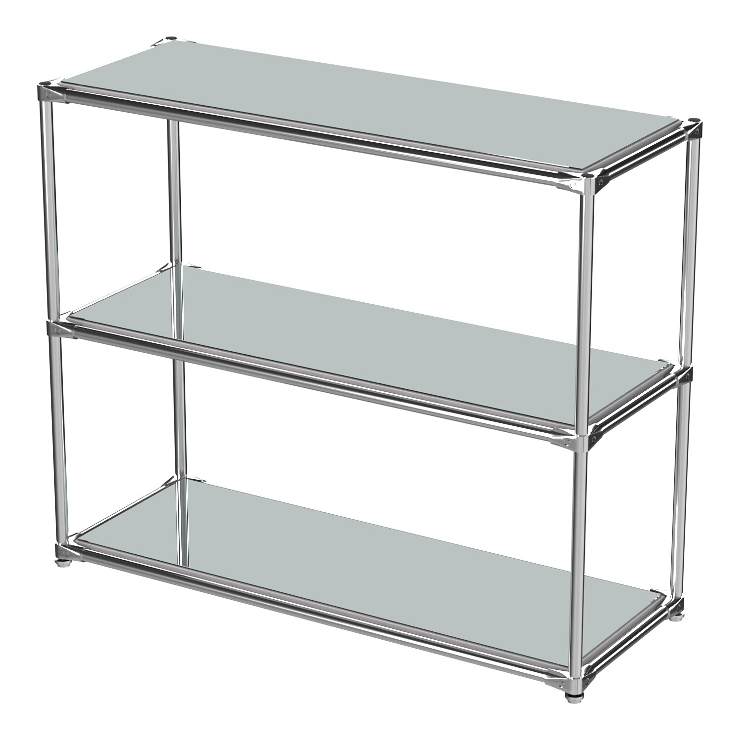 Хромированный стеллаж стиль №3г с длинными зеркальными полками, Ясень Анкор светлый - U31104