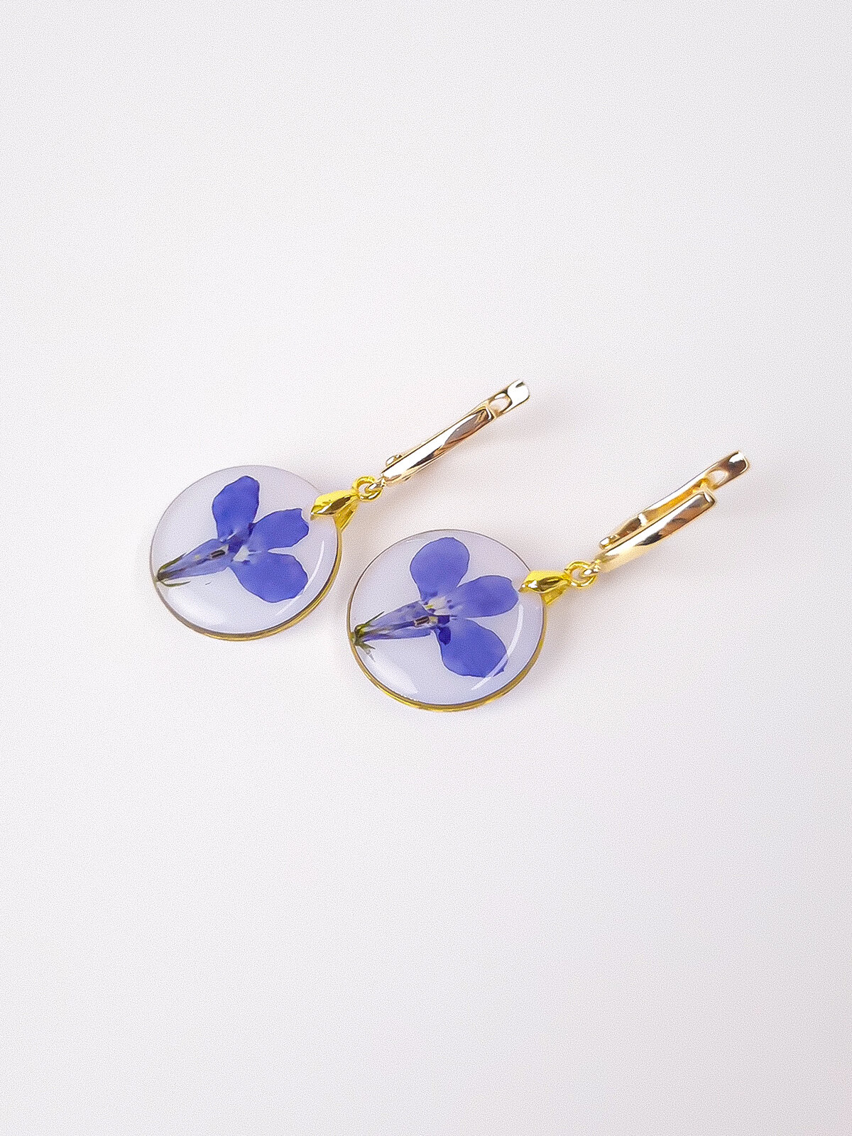 Серьги с подвесками BooBee Epoxy, сухоцветы, эпоксидная смола