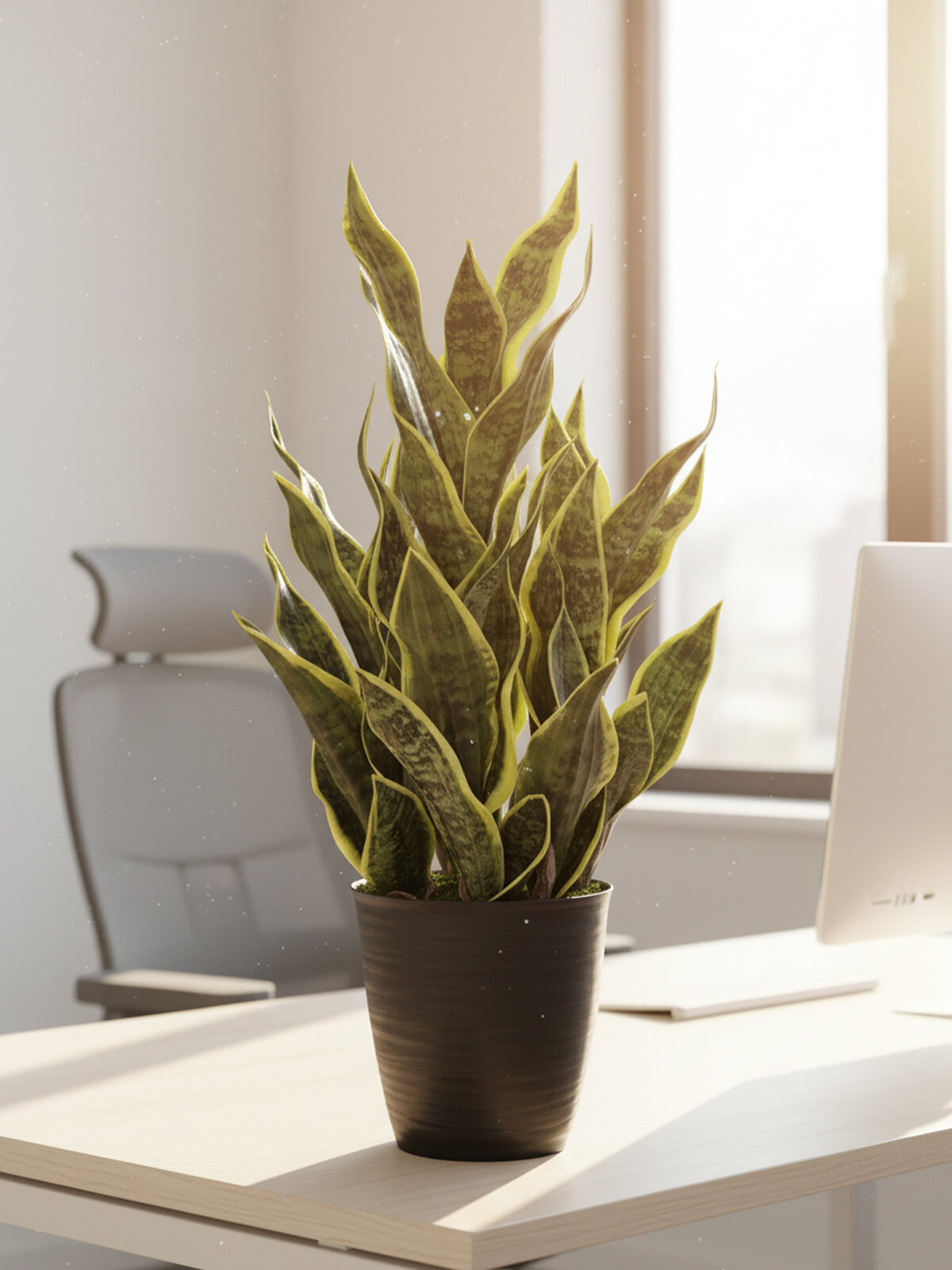 Щучий хвост зеленый в кашпо, искусственные растения для декора от ФитоПарк