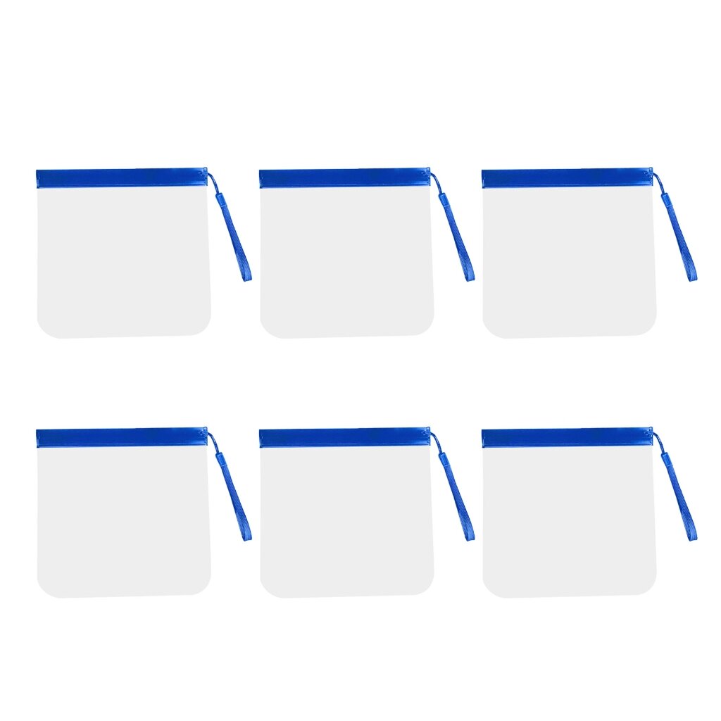 Упаковка из 6 прозрачных водонепроницаемых сумок для хранения EVA-синий