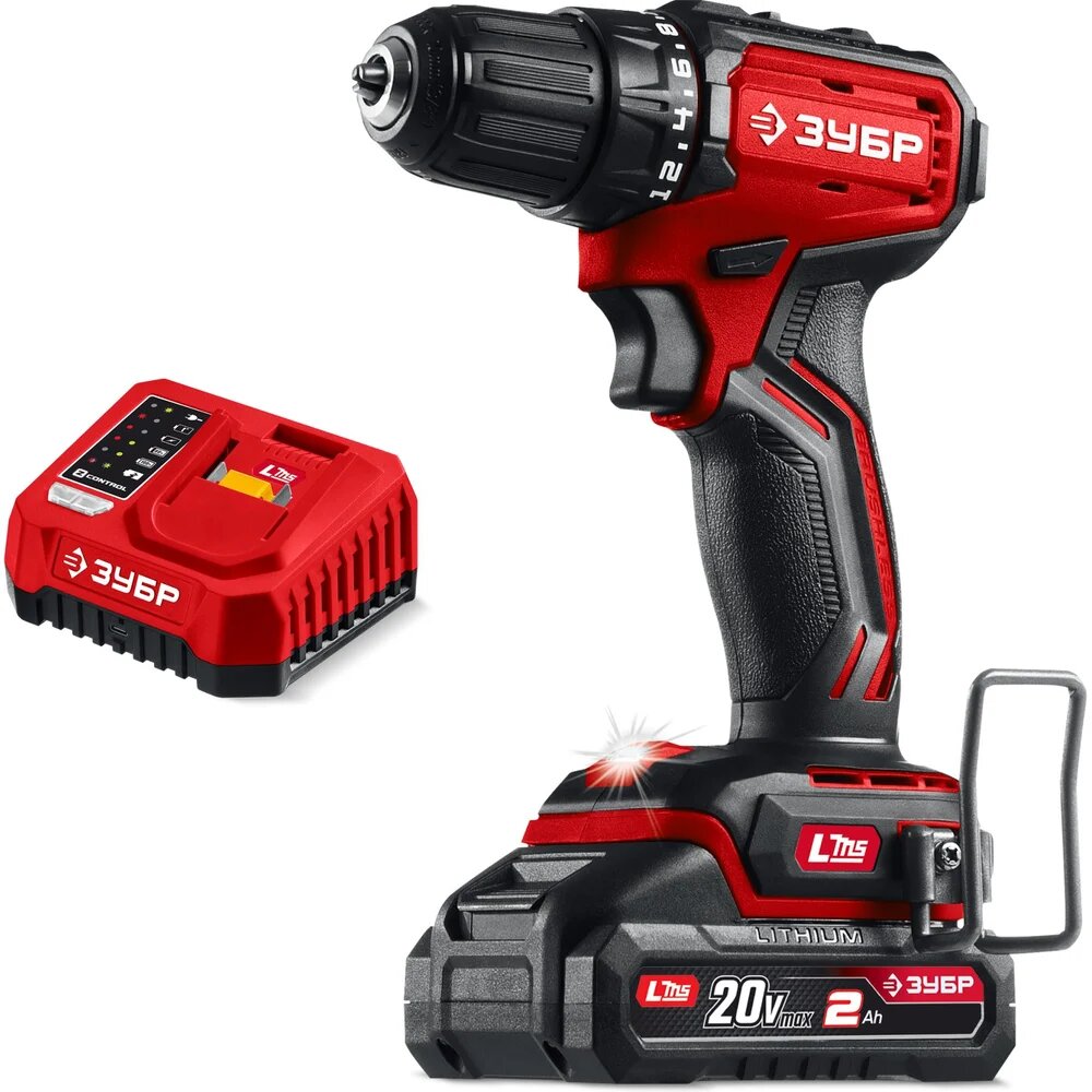 Бесщеточная дрель-шуруповерт ЗУБР 20 В, 45 Н·м, 1 АКБ LMS (2 А·ч) ДБ-45-21, единой аккумуляторной системы