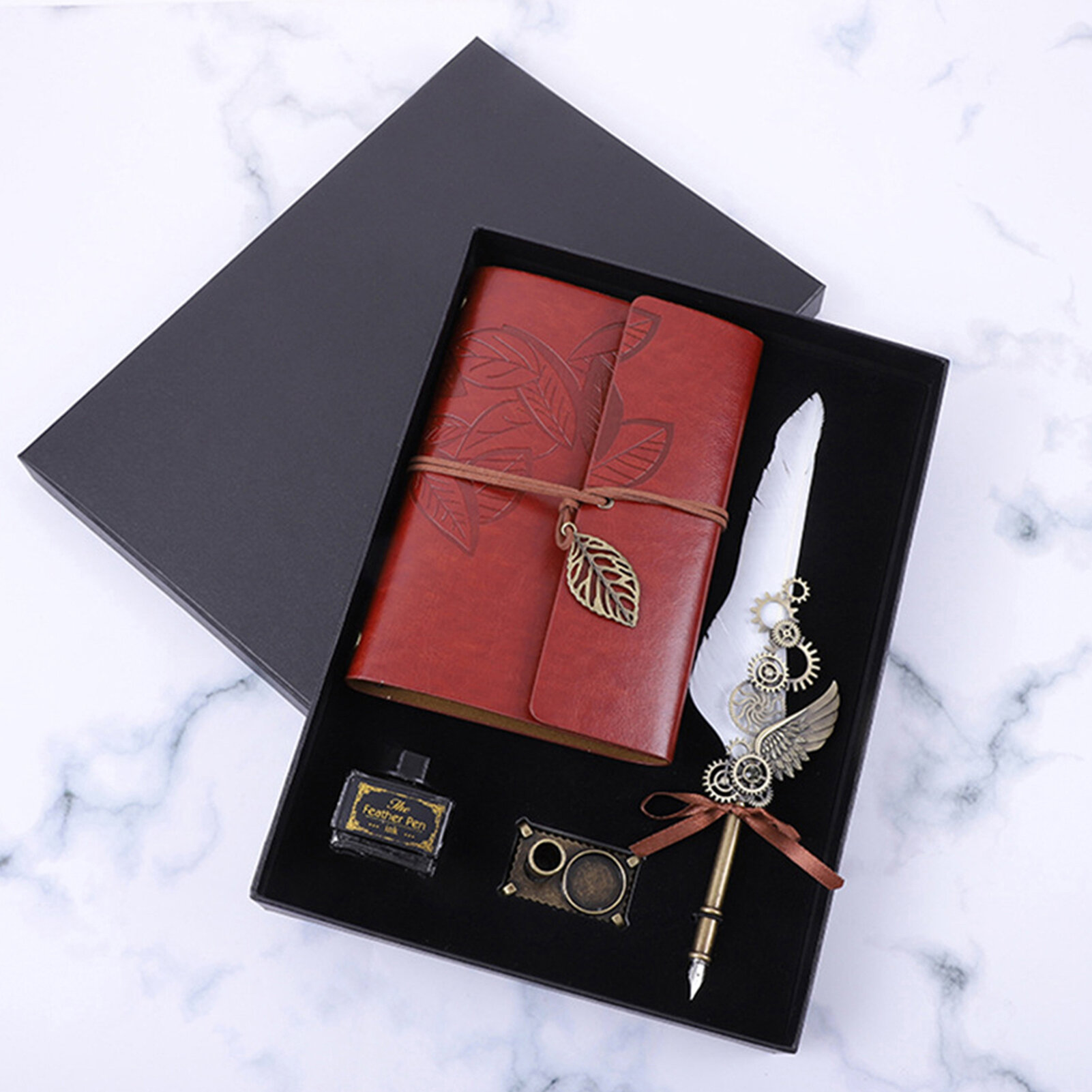 Набор пера и чернил: винтажное перо для каллиграфии, ручка для подписи, перьевая ручка с блокнотом и подставкой для ручки. Подарок на день рождения для студентов и друзей.