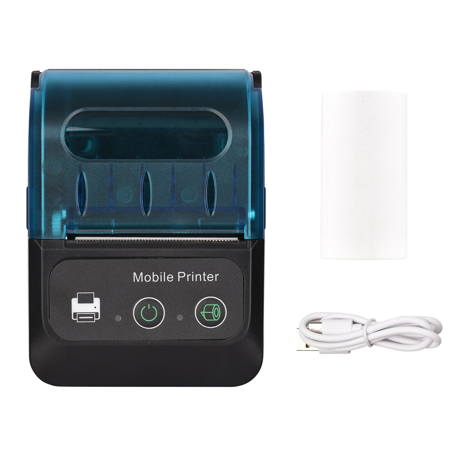 Bisofice Portable 58 -миллиметровый получение теплового принтера 2 дюйма мини -мобильные карманные принтеры с 1 тепло бумажным рулоном USB и беспроводным соединением BT, совместимым с Windows/Android/iOS для офисного рынка ресторанов.