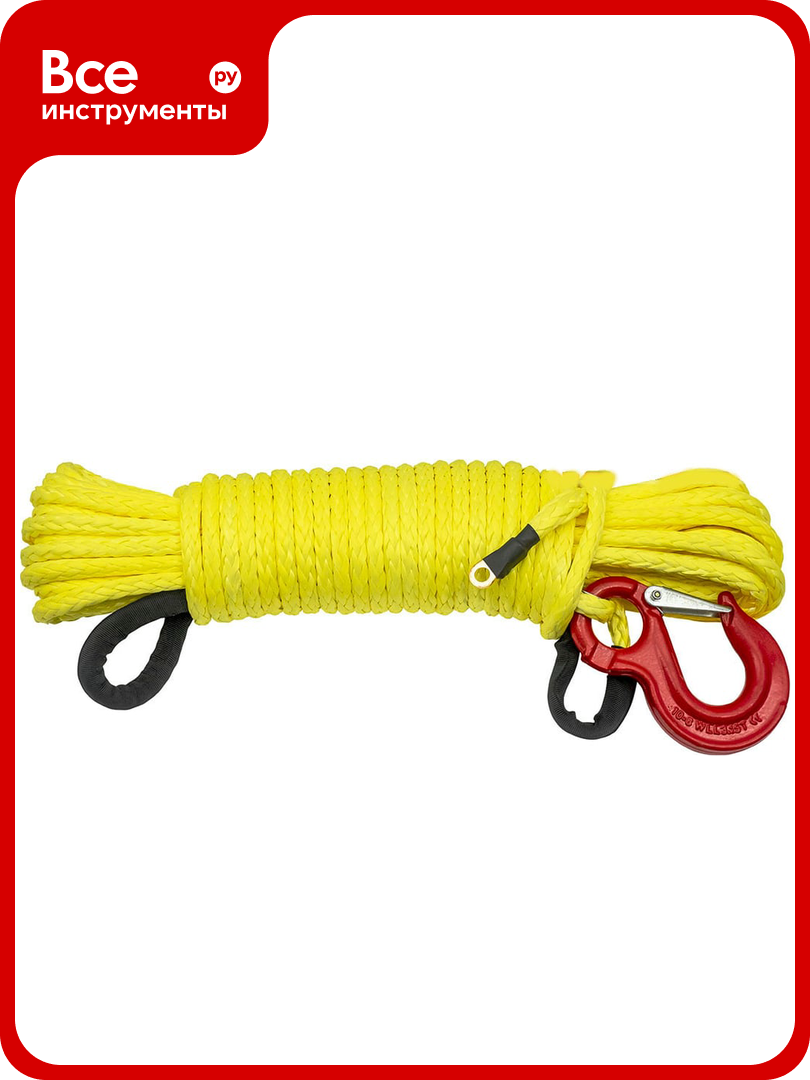 Трос синтетический 10 мм, 25 м, готовый для лебёдки РИФ Rope10mm25m, Линейная плотность