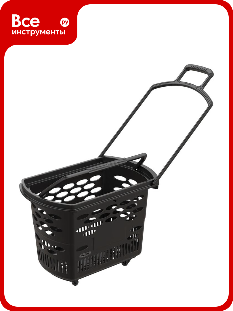 Покупательская корзина-тележка ООО Комус EVR_TECHNO пластик, с 2 пластиковыми ручками, 38 л, черный 1715107
