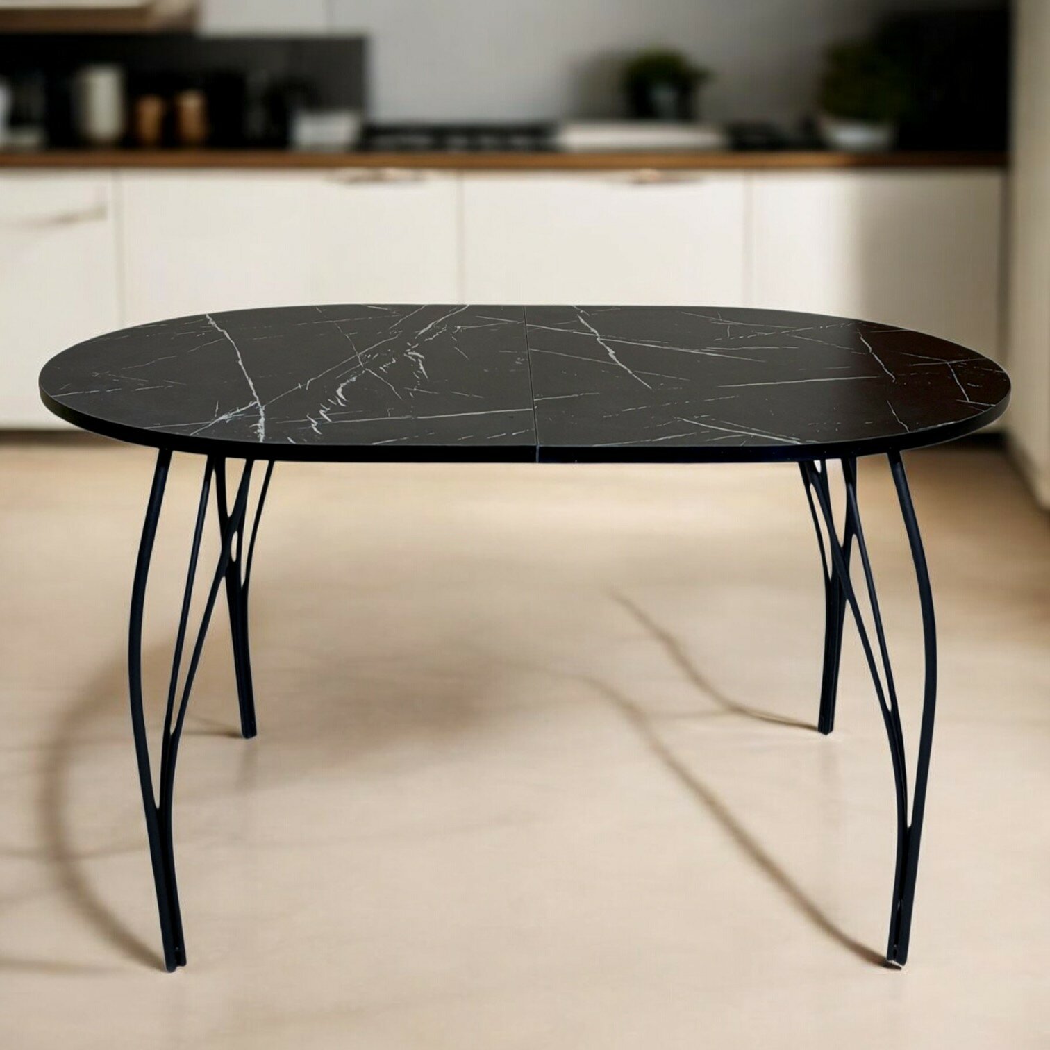 Стол кухонный "Милано", овальный, раздвижной, ЛДСП, металл, 70x110x75 (140) см