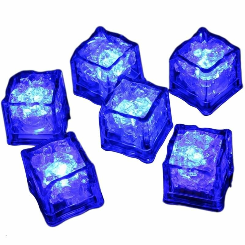 Набор из 12 ярких светодиодных форм для льда для напитков, украшений, активируемых водой, аксессуаров для вечеринок, Синий