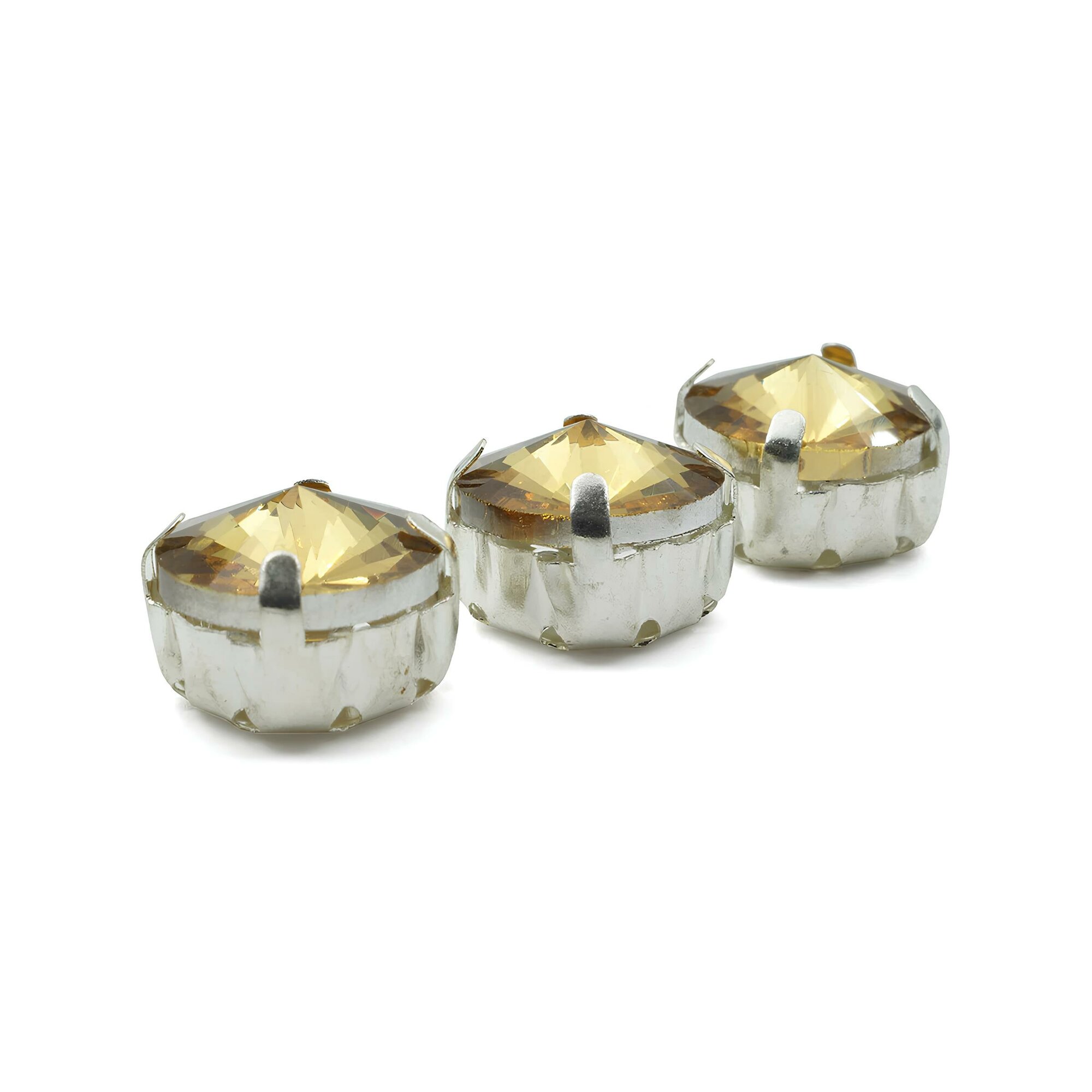 Стразы в цапах хрустальные круглые 12 мм, 3 шт, Astra&Craft (желтый)