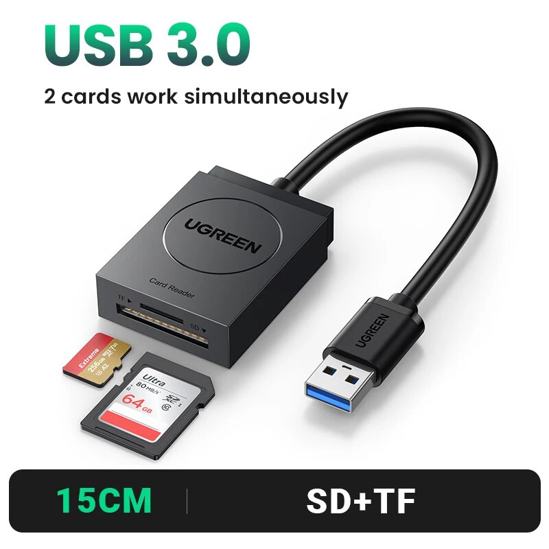 UGREEN Кардридер 4-в-1 USB 3.0