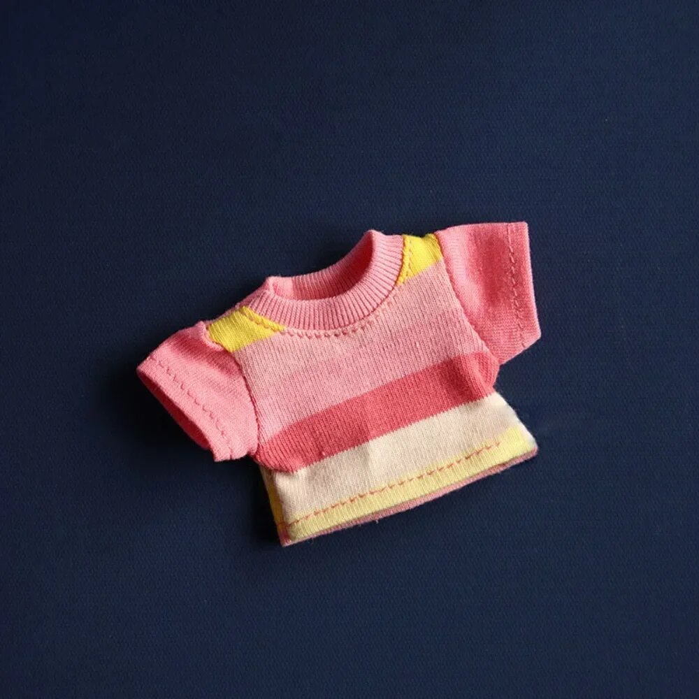 Хлопковая футболка для куклы 10 см, 5 цветов Розовый, Pink