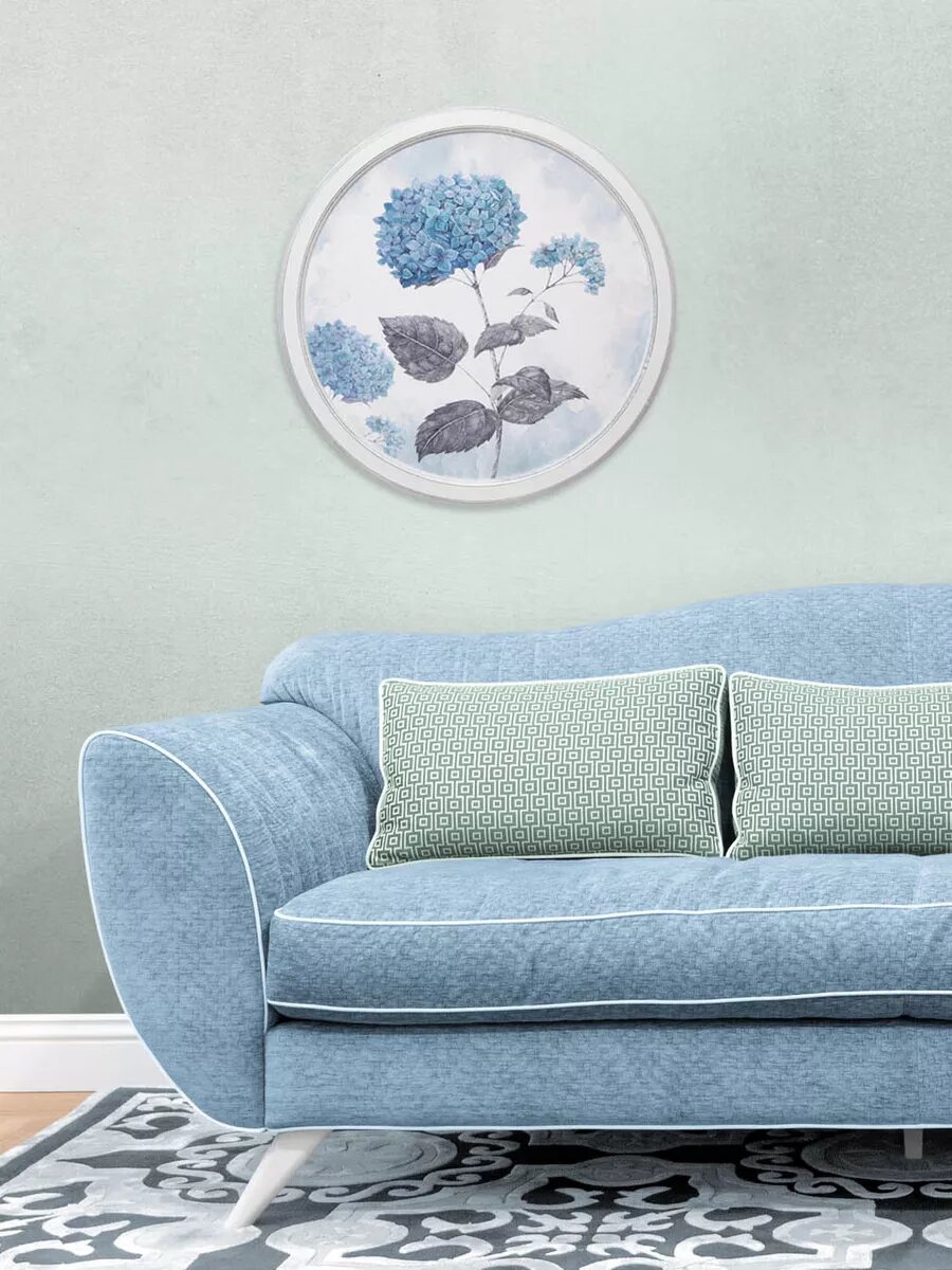 Картина "Гортензия" на натуральном холсте в деревянной раме 57 см