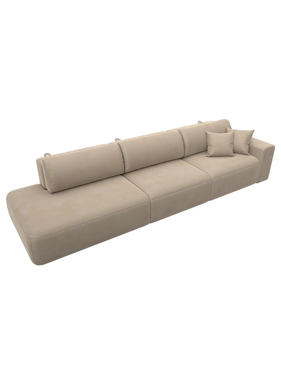 Большой прямой диван Столица со спальным местом 290х160 см, пружинный матрас, ящик для белья, подлокотник справа, велюр